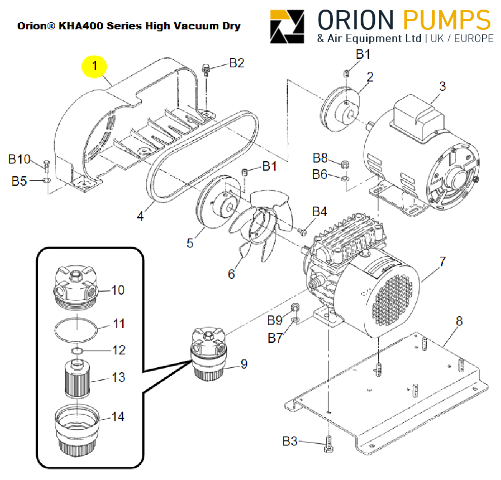 03040716010 Belt Cover Assy for KHA400 Vacuum Pump – Orion Pumps & Air ...